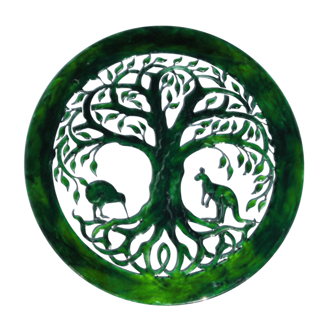Tree of Life Kiwi Kangaroo Greenstone design resin artwork – Gravity ...